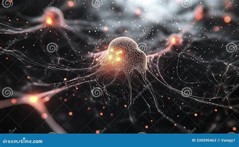 Microscopic View Of Neurons Brain Connections Synapses Communication And Cerebral Stimulus