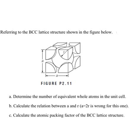 Solved Referring To The BCC Lattice Structure Shown In The Chegg Com