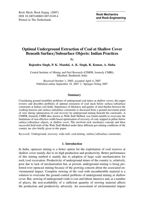 Pdf Optimal Underground Extraction Of Coal At Shallow Cover Beneath Surface Subsurface Objects