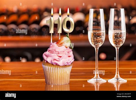 Cupcake With Number For Celebration Of Birthday Or Anniversary Number