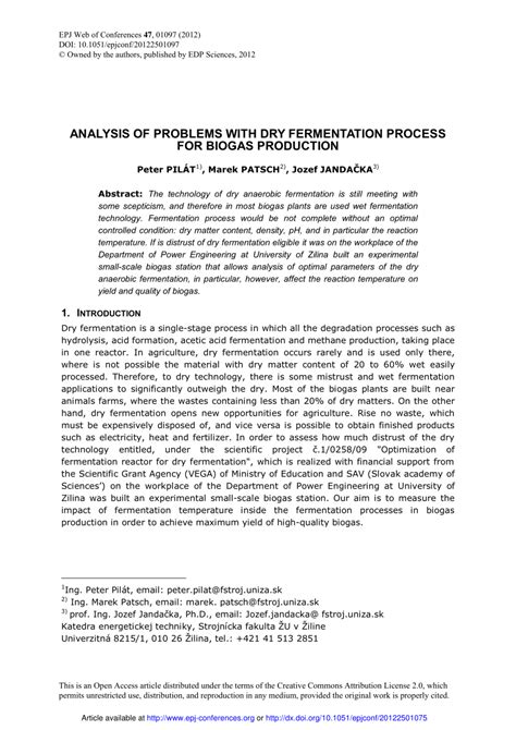 Pdf Analysis Of Problems With Dry Fermentation Process For Biogas