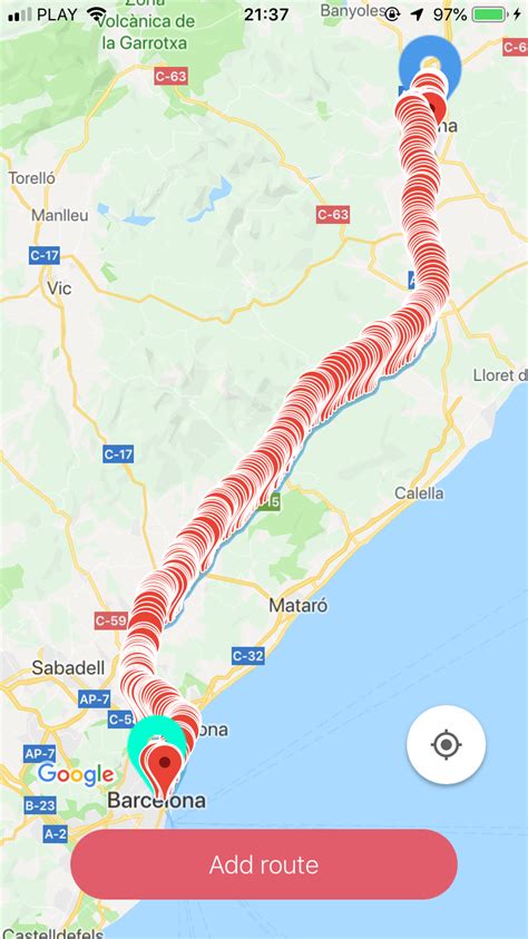 ios how to divide array of route coordinates to equal distance parts