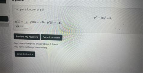 Solved Find Y As A Function Of X If Chegg Com