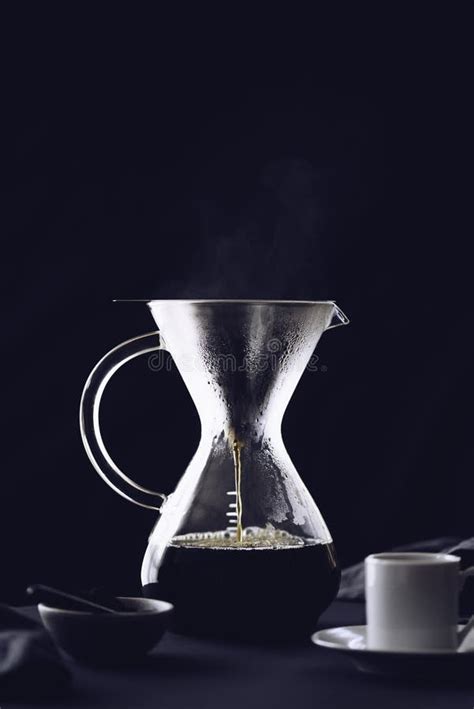 Brewing Coffee With A Filter Dripper Coffee Dripping Through A Paper Filter Alternative Way To