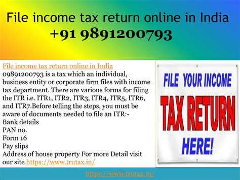 Ppt How Do I File Income Tax Return Online In India 09891200793