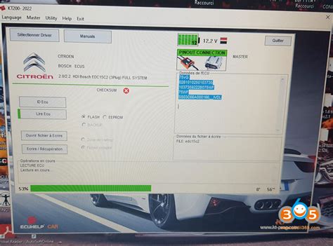 PSA EDC15C2 Bench And Boot Pinouts To KT200 Foxflash OBD2 Diagnostic Tools