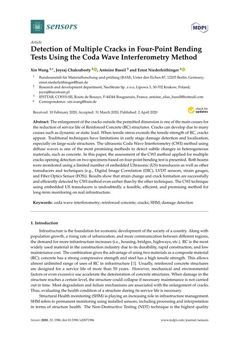 Pdf Detection Of Multiple Cracks In Four Point Bending Tests Using The Coda Wave
