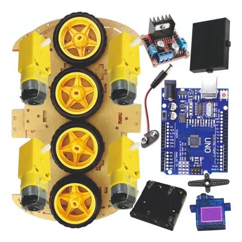 Kit Chassi Duplo 4wd Carro Robô P Arduino Educacional Nf E