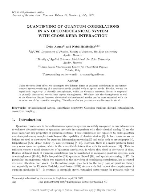 Quantifying Of Quantum Correlations In An Optomechanical System With Cross Kerr Interaction