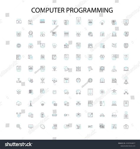 Computer Programming Icons Signs Outline Symbols Stock Vector Royalty
