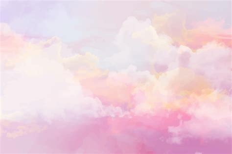 손으로 그린 수채화 파스텔 하늘 배경 무료 벡터