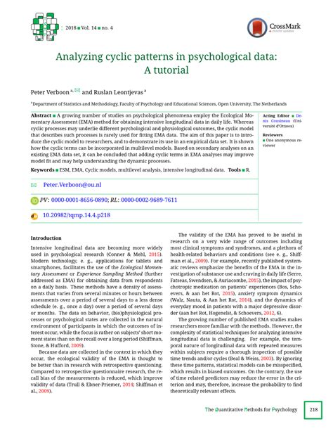 Pdf Analyzing Cyclic Patterns In Psychological Data A Tutorial