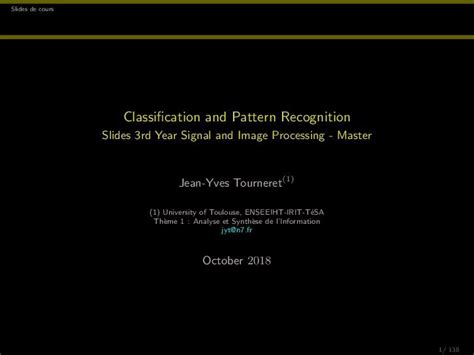 Pdf Classification And Pattern Recognition Slides 3rd Year Signal