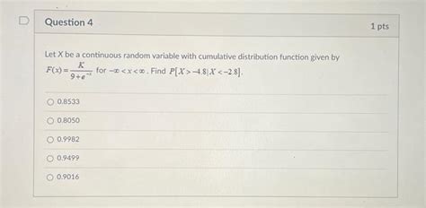 Solved Let X Be A Continuous Random Variable With Cumulative