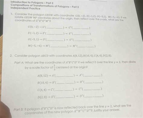 Solved Introduction To Polygons Part 2 Compositions Of Transformations Of Polygons Part 2