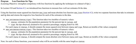 Program Loss Functions For Tips Learning Objective Chegg Com