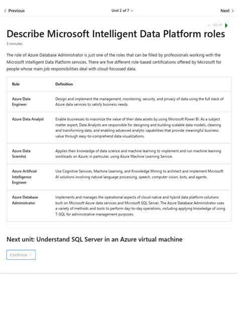 2 Describe Microsoft Intelligent Data Platform Roles Training Microsoft Learn Pdf