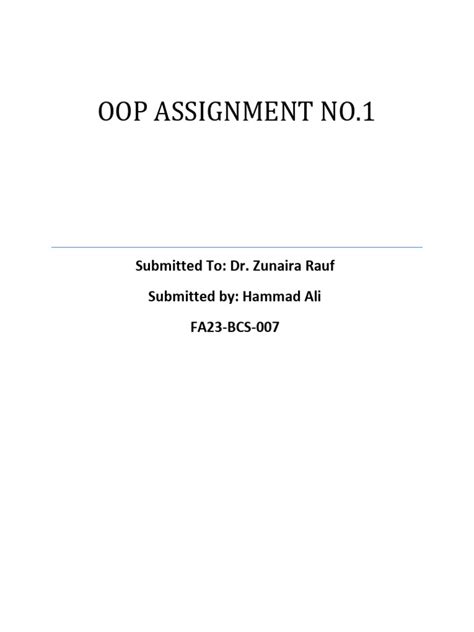Oop Theory Assignment No1 Pdf Inheritance Object Oriented