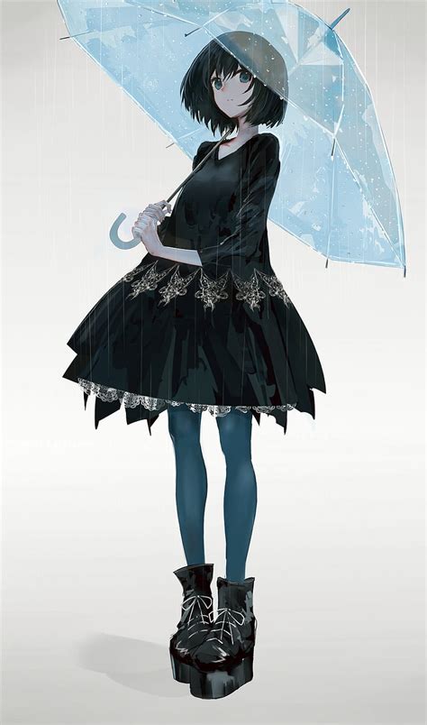 Anime Girl In A Dress With Black Hair