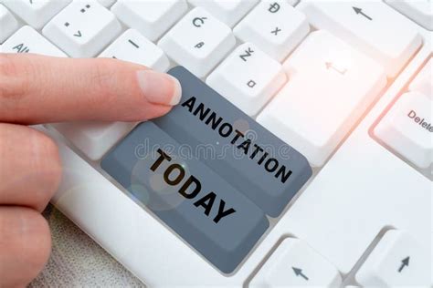 Conceptual Caption Annotation Word Written On Note Added By Way Of Comment Or Explanation Stock