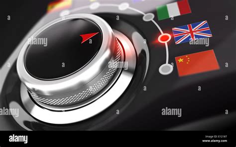 language selector button with flags conceptual 3d render image with