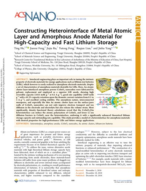 Pdf Constructing Heterointerface Of Metal Atomic Layer And Amorphous