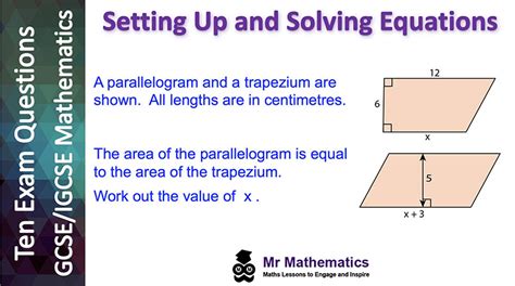Exam Style Questions Setting Up Linear Equations Mr