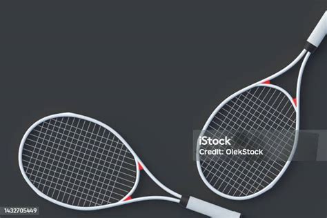 테니스 라켓 한 켤레 스포츠 장비 국제 토너먼트 평신도를위한 게임 좋아하는 취미 공간을 복사합니다 플랫 레이 3d 렌더링 3차원 형태에 대한 스톡 사진 및 기타 이미지