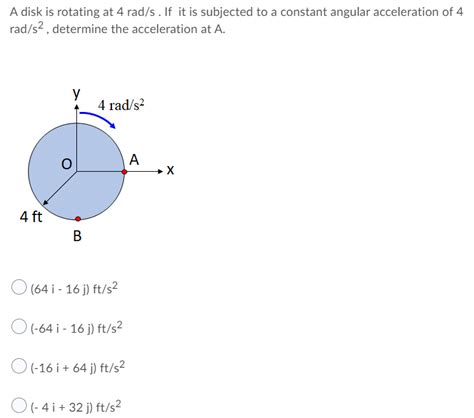 Solved A Disk Is Rotating At 4 Rad S If It Is Subjected To