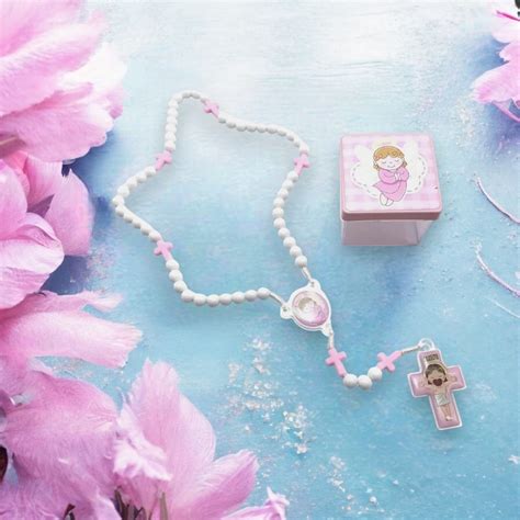 Terço Infantil Anjo Da Guarda Biscuit Menina Rosa Artigos Religiosos