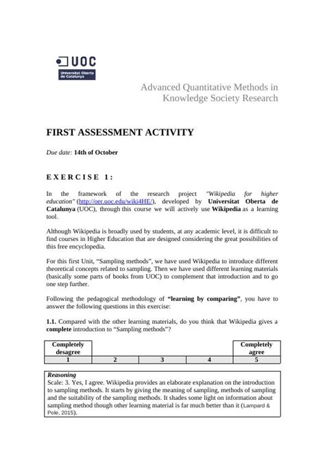 Sampling Methods In Higher Education A Comparison Of Wikipedia And Other Learning Materials
