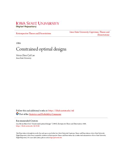 Pdf Constrained Optimal Designs