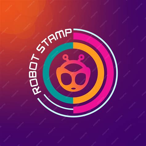Premium Vector Colorful Circle Robot Stamp Logo Design