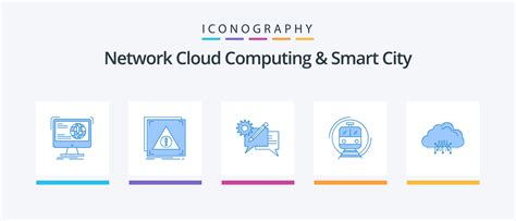 Network Cloud Computing And Smart City Blue 5 Icon Pack Including Smart Metro Server Message