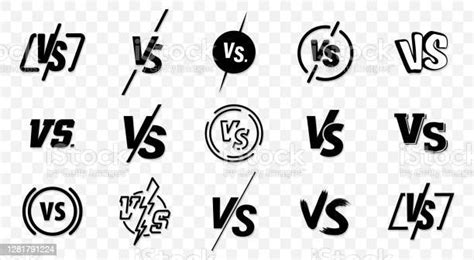 로고 문자 의 집합 Vs 문자 로고 및 기호 디자인 템플릿에 비해 스포츠 싸움 경쟁 전투 경기 게임에 대한 Vs 문자 플랫 블랙