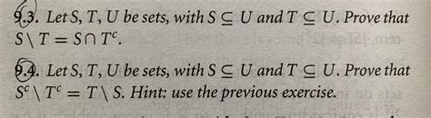 Solved Let S T U Be Sets With S CU And TCU Prove Chegg Com