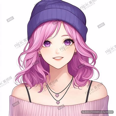 Ai创作图甜美漫画女孩 半身头像板绘 头像约稿 Q版女孩戴帽子 粉色头发少女头像 卡通粉色短发女孩头像 少女头像插画 头像插画定制 Cg头像 日系美少女立绘 原创漫女 卡通粉色头发小女孩 人物
