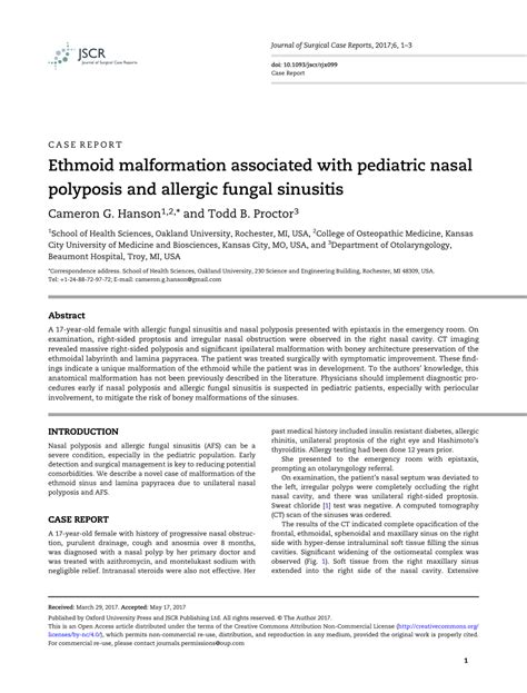 Pdf Ethmoid Malformation Associated With Pediatric Nasal Polyposis