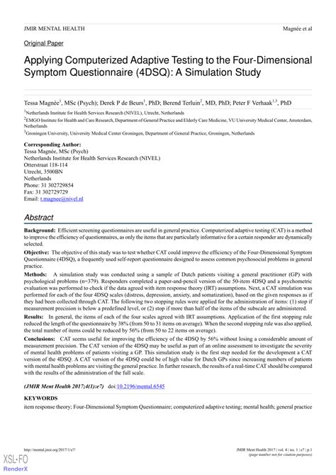 Pdf Original Paper Applying Computerized Adaptive Testing To The Four