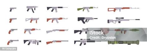 현대 무기 군사 무기 실루엣 전술 돌격 소총 활강포 벡터 일러스트 레이 션입니다 군사에 대한 스톡 벡터 아트 및 기타 이미지 군사 권총 기계류 Istock