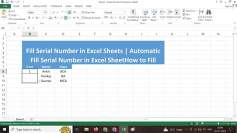 Fill Serial Number In Excel Sheets Automatic Fill Serial Number In Excel Youtube