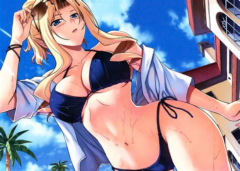Wallpaper Anime Girls Big Boobs Cartoon Black Hair Bikini Comics