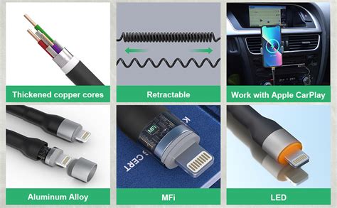 Coiled Iphone Lightning Cable Apple Carplay Cable Mfi Certified