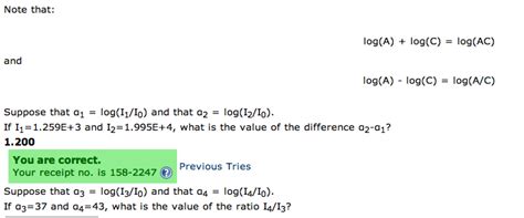 Solved Note That Log A Log C Log AC And Log A Chegg Com