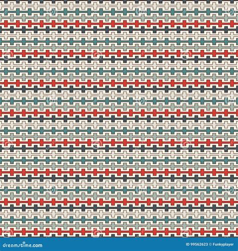 Retro Colors Seamless Pattern With Battlement Curved Lines Repeated