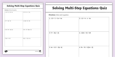 Solving Equations Quiz Math Resource Twinkl Usa Twinkl