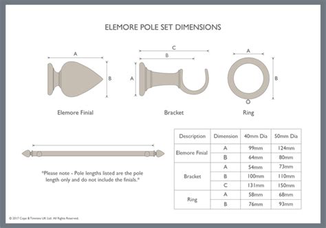 Wood Curtain Poles Finished In Walnut With Elemore Finial