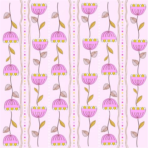 Seamless Pattern Background With Flowers Background Curve Style Vector