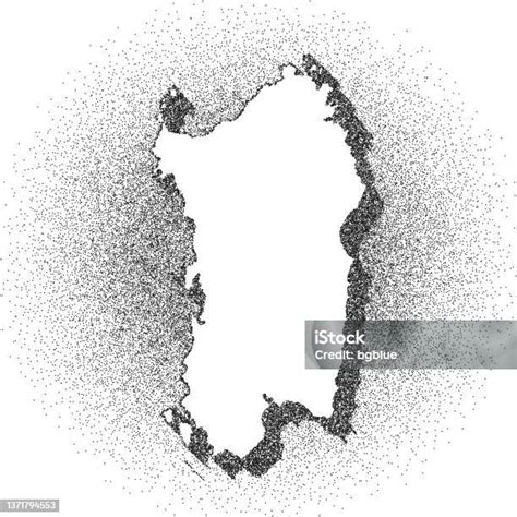 스티플드 사르데냐 지도 스티플링 아트 도트워크 점선 스타일 거친 필름 효과에 대한 스톡 벡터 아트 및 기타 이미지 거친 필름 효과 검은색 고풍스런 Istock