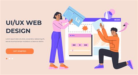 젊은 남자와 여자는 디자인 사용자 인터페이스에 종사 Ui Ux 디자이너는 웹 사이트 및 모바일 응용 프로그램을 개발합니다 개념에
